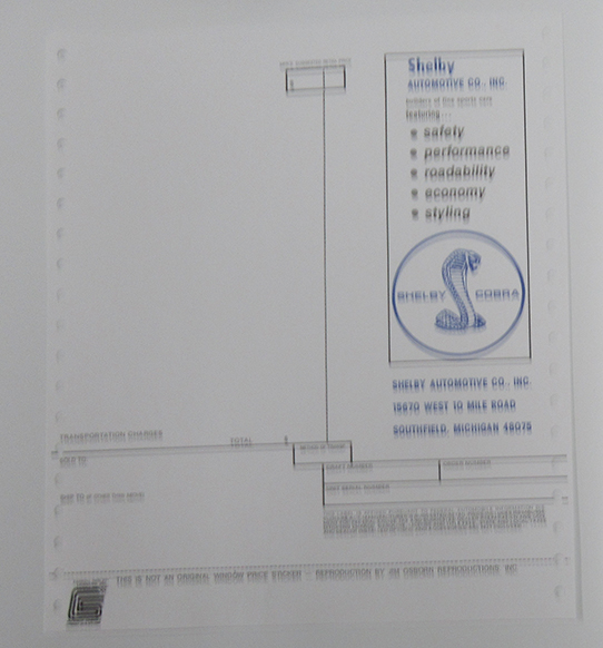 1968 Shelby GT350 & GT500 Window Sticker