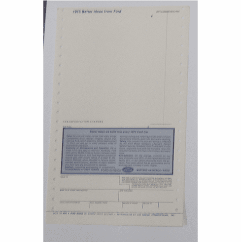 1973 Mustang Window Sticker