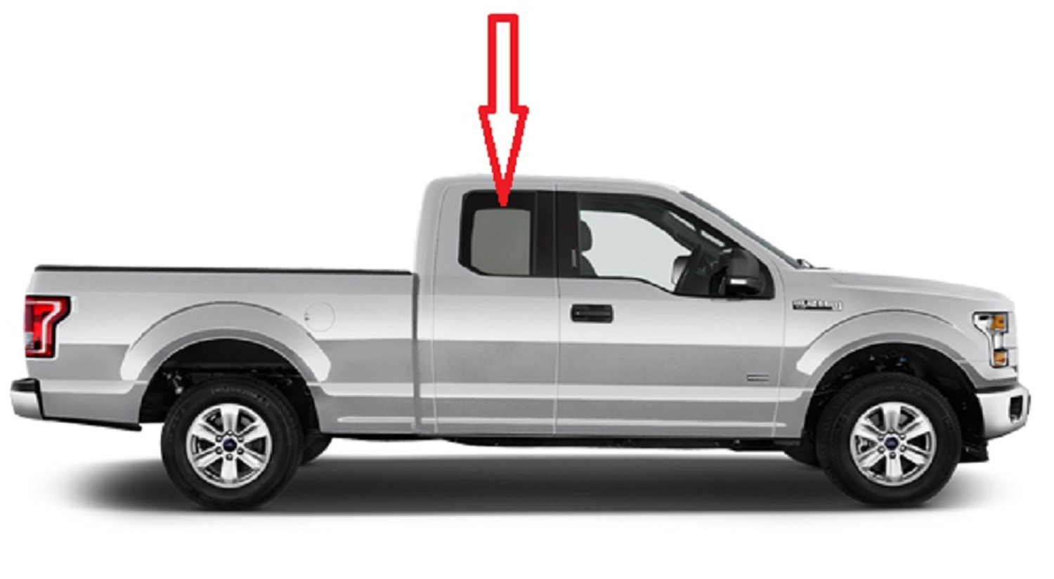 Rear Door Glass Passenger Side Ford F150 2 Door Super Cab 2015-2017