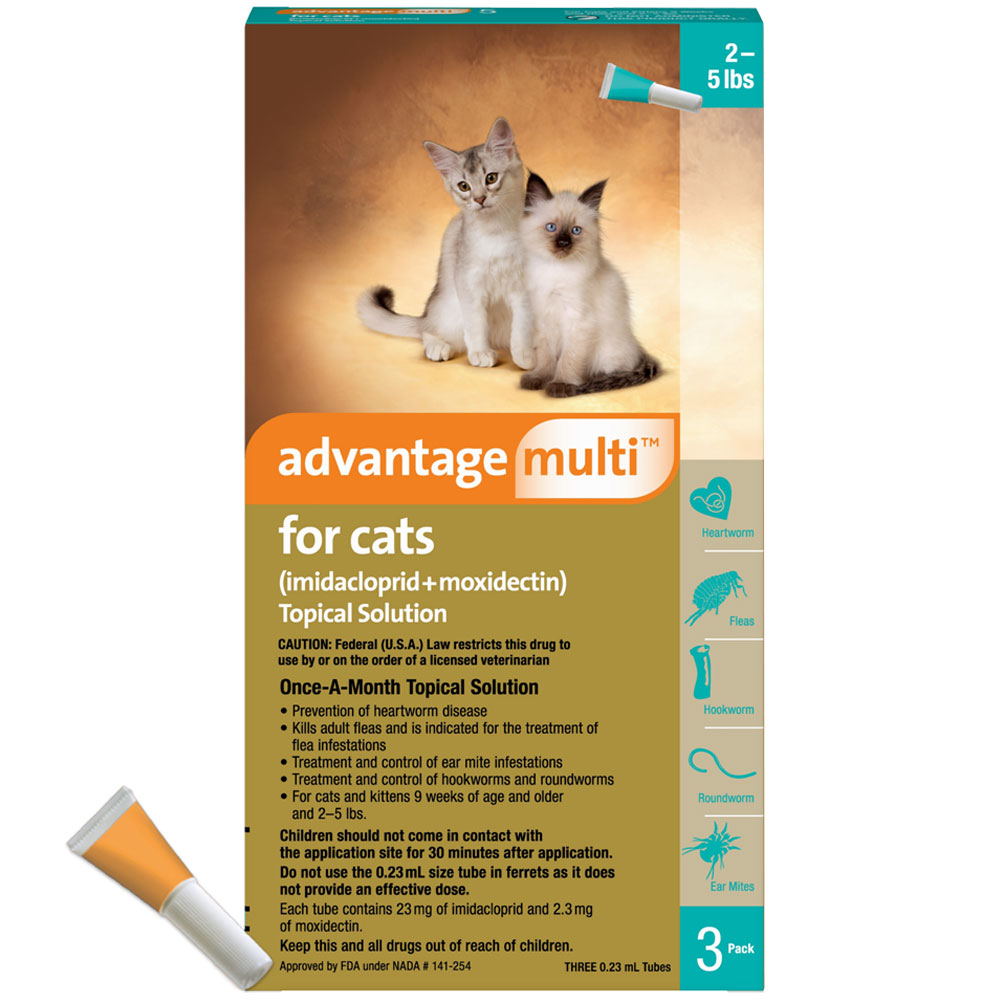 Advantage Multi for Cats 2-5 lbs.|5-in-1 Heartworm Prevention|Kills ...