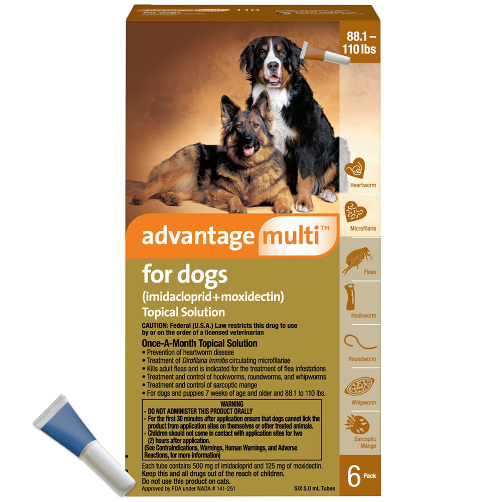 Advantage Multi for Dogs 88.1-110 lbs.|6-in-1 Heartworm Prevention ...