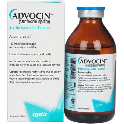 Advocin (Danofloxacin Mesylate) Sterile Injectable Solution - 100mL ...