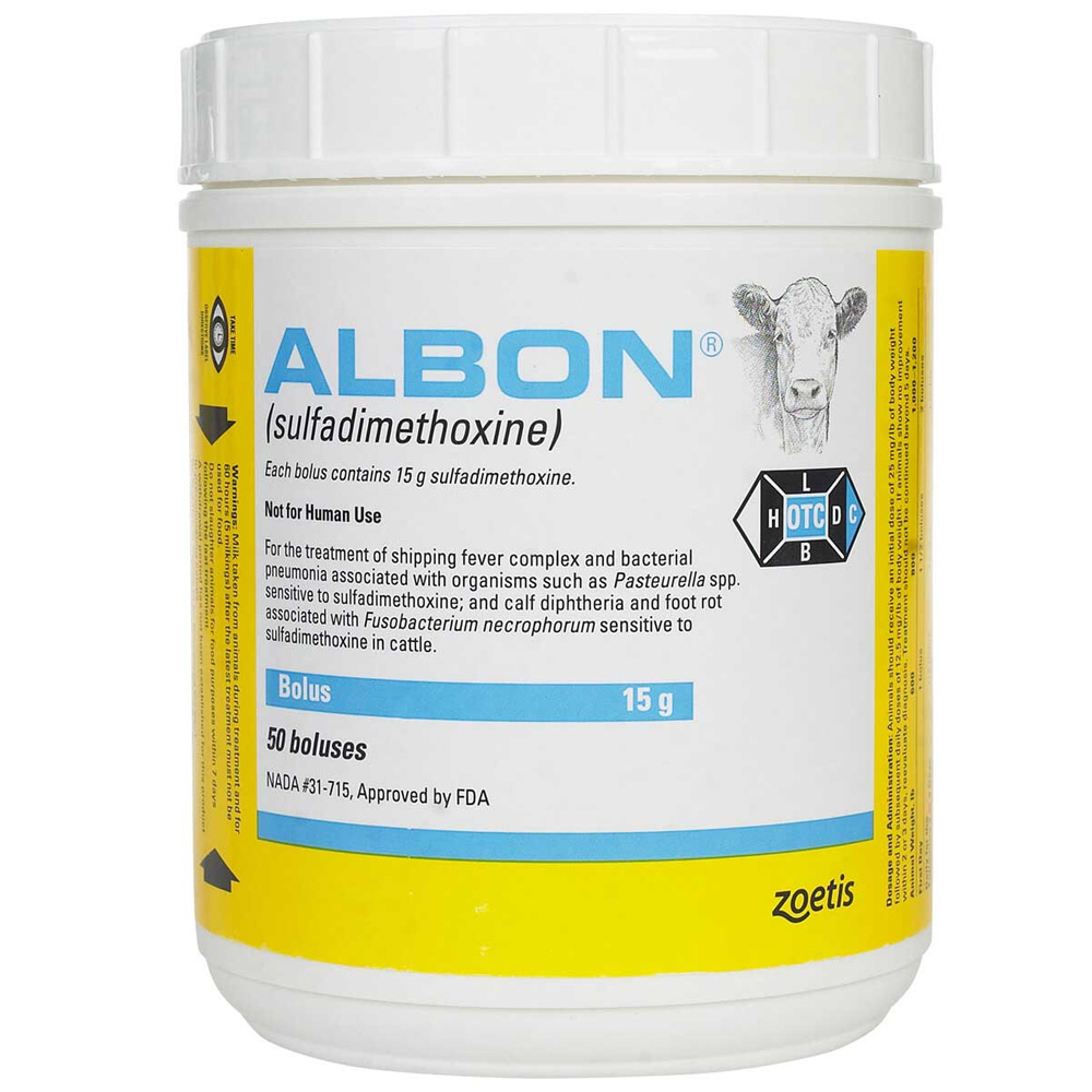 Albon for Cattle - (Sulfadimethoxine) 15gm, 50 Boluses - [Intestinal ...
