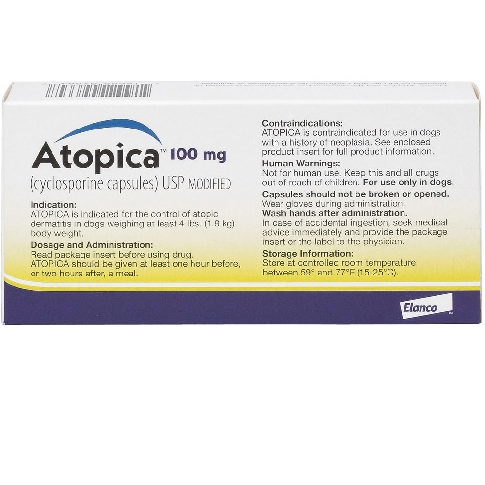 Atopica for Dogs, 100 mg (30 Ct.) | Free Shipping | EntirelyPets Rx