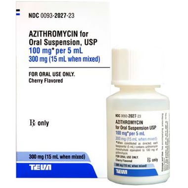 Azithromycin (Generic) Flavored for Oral Suspension, 100 mg/5 mL, 15-mL ...