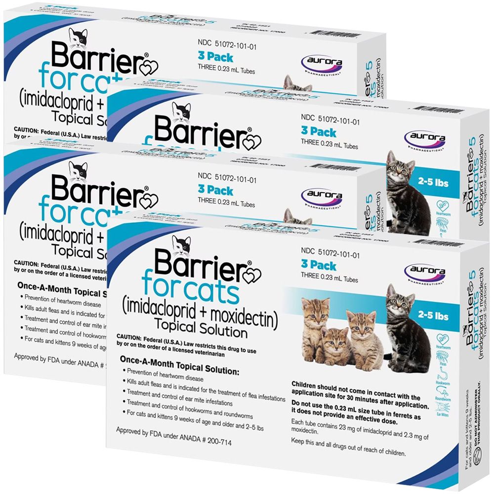 Barrier for Cats - imidacloprid|moxidectin - Topical Solution - 2-5 lbs ...