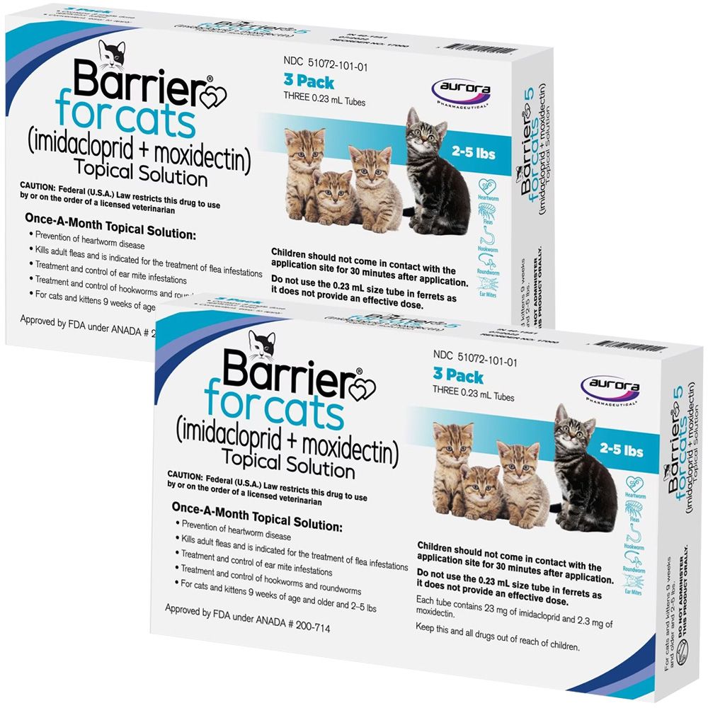 Barrier for Cats - imidacloprid|moxidectin - Topical Solution - 2-5 lbs ...