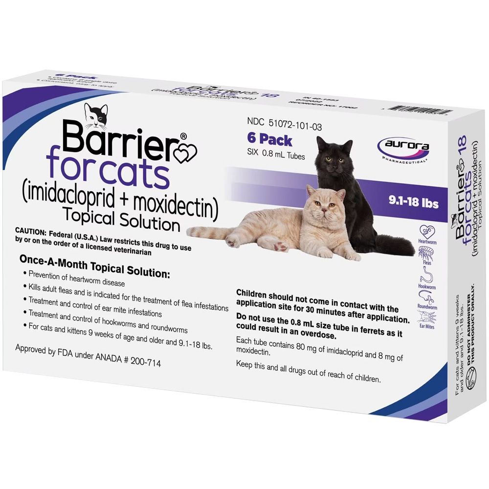 Barrier for Cats - imidacloprid|moxidectin - Topical Solution - 9.1-18 ...