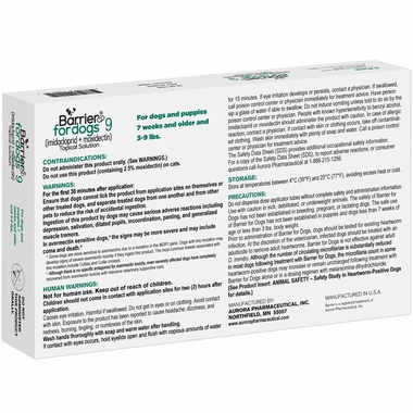 Barrier for Dogs - imidacloprid|moxidectin - Topical Solution - 3.9 lbs ...
