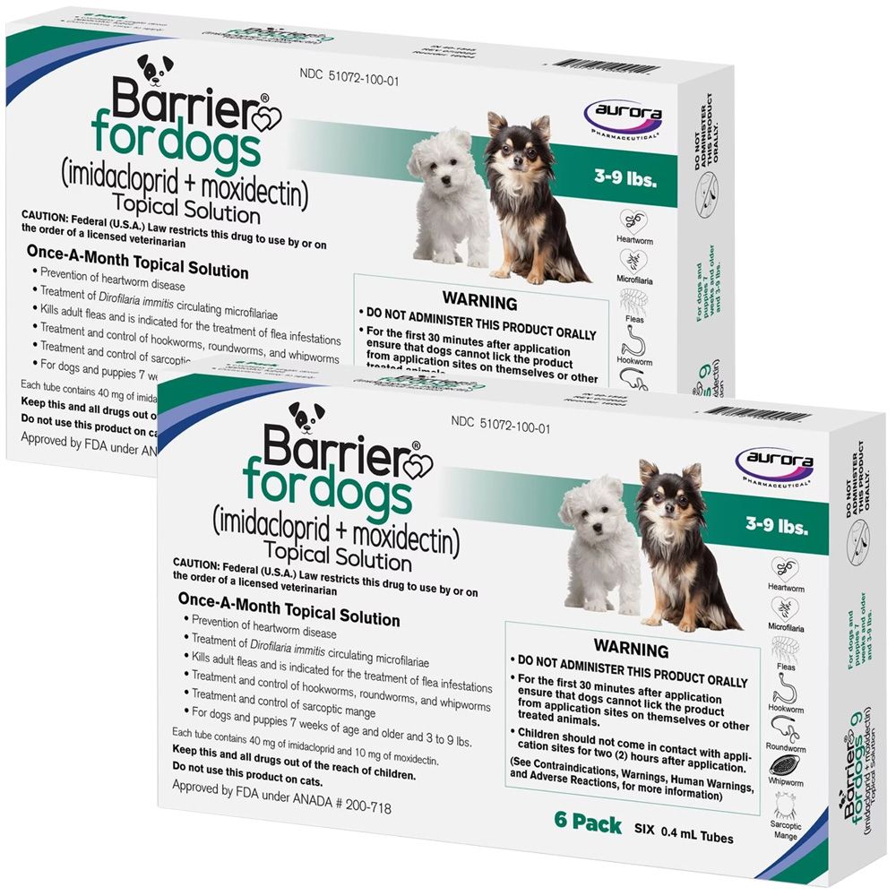 Barrier for Dogs - imidacloprid|moxidectin - Topical Solution - 3.9 lbs ...