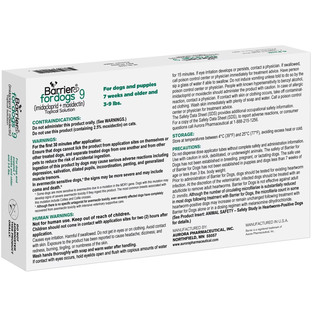 Barrier for Dogs - imidacloprid|moxidectin - Topical Solution - 3.9 lbs ...