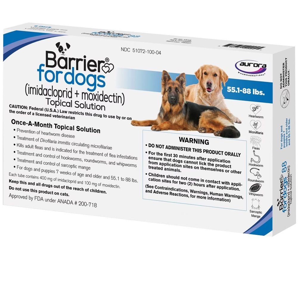 Barrier for Dogs - imidacloprid|moxidectin - Topical Solution - 55.1-88 ...