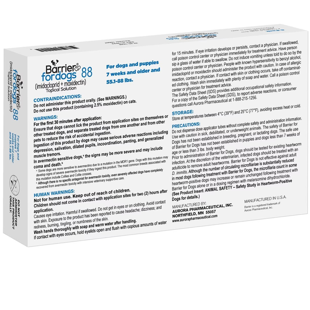 Barrier for Dogs - imidacloprid|moxidectin - Topical Solution - 55.1-88 ...