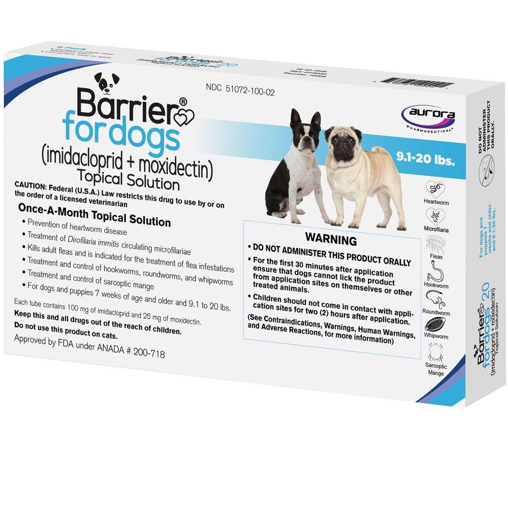 Barrier for Dogs - imidacloprid|moxidectin - Topical Solution - 9.1-20 ...