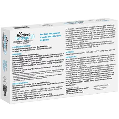Barrier for Dogs - imidacloprid|moxidectin - Topical Solution - 9.1-20 ...