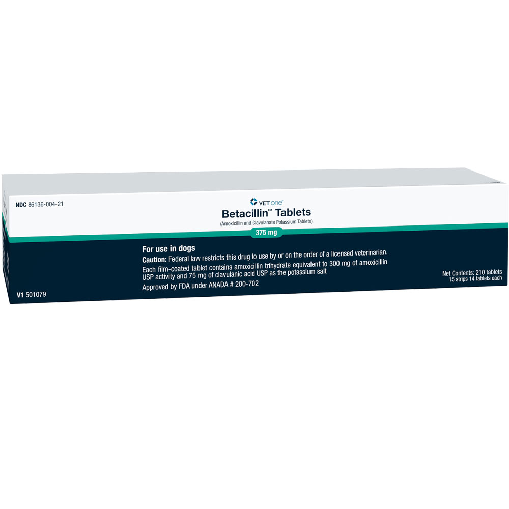 Betacillin (Amoxicillin and Clavulanate Potassium) Tablets, 375-mg, 1 ...