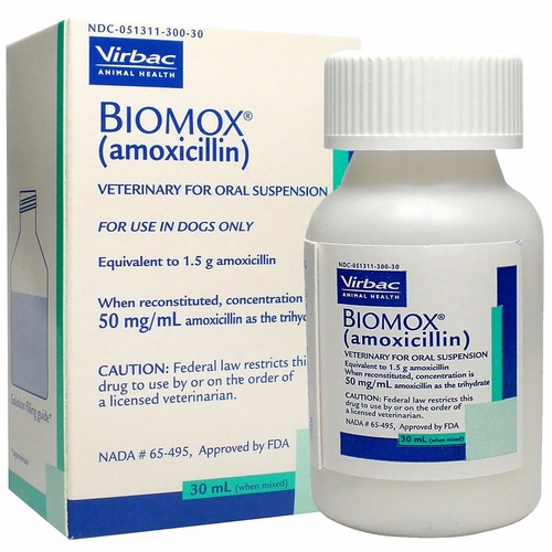 Biomox Amoxicillin Oral Suspension for Dogs 50 mg mL 30 mL On Sale EntirelyPets Rx