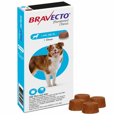 Bravecto for Dogs - fluralaner - 44-88 lbs (4 chews) - [Flea & Ticks]|12 Months Protection | On ...