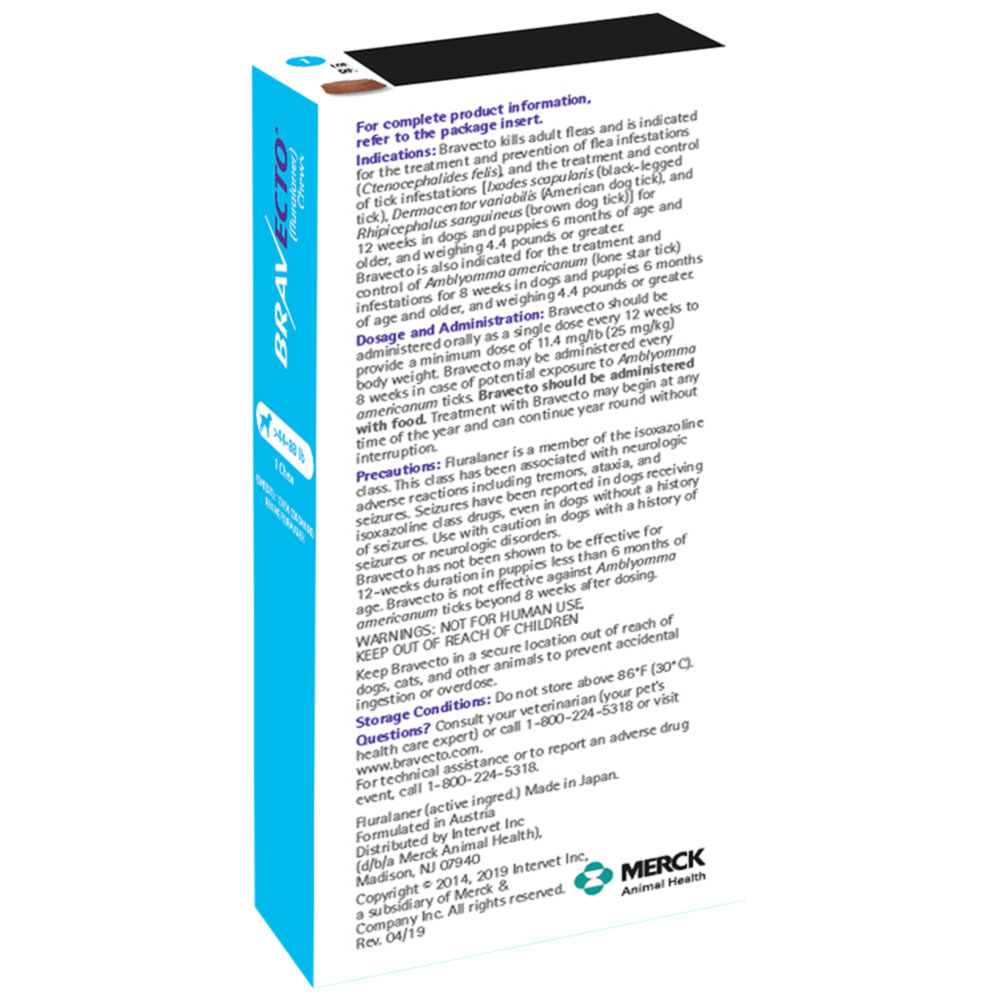 Bravecto for Dogs 44-88 lbs | Free Shipping | EntirelyPets Rx