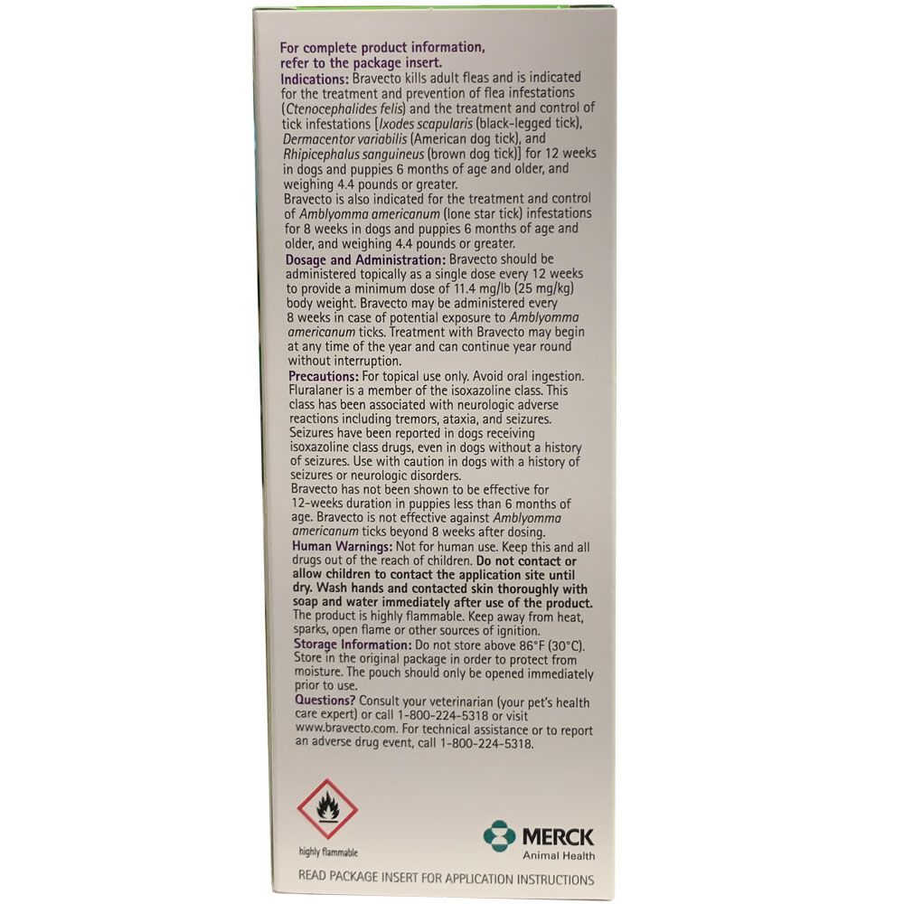 Bravecto Topical Solution for Dogs 22-44 lbs (4 Tubes)|12 Months ...