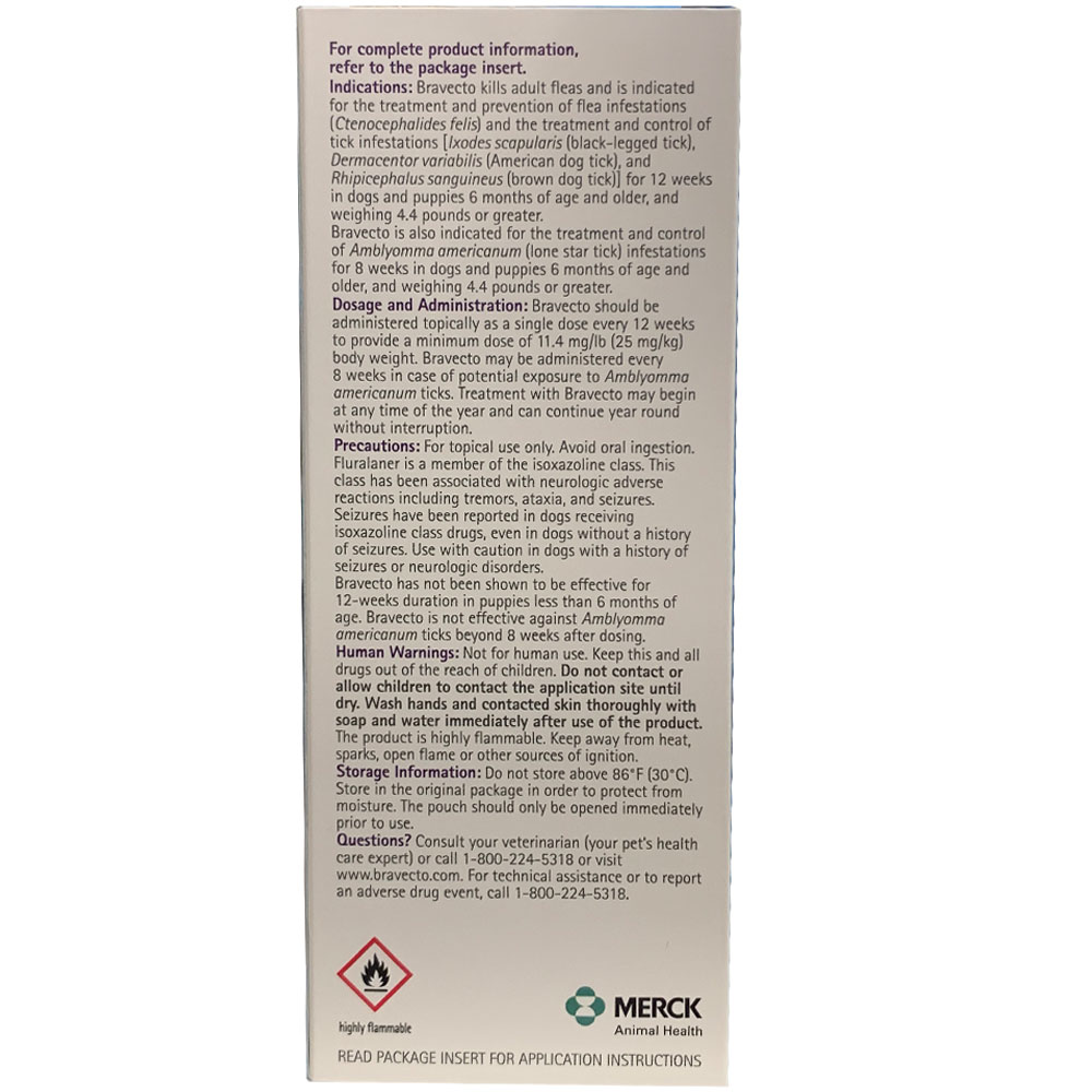 Bravecto Topical Solution for Dogs 44-88 lbs (4 Tubes) | Free Shipping ...