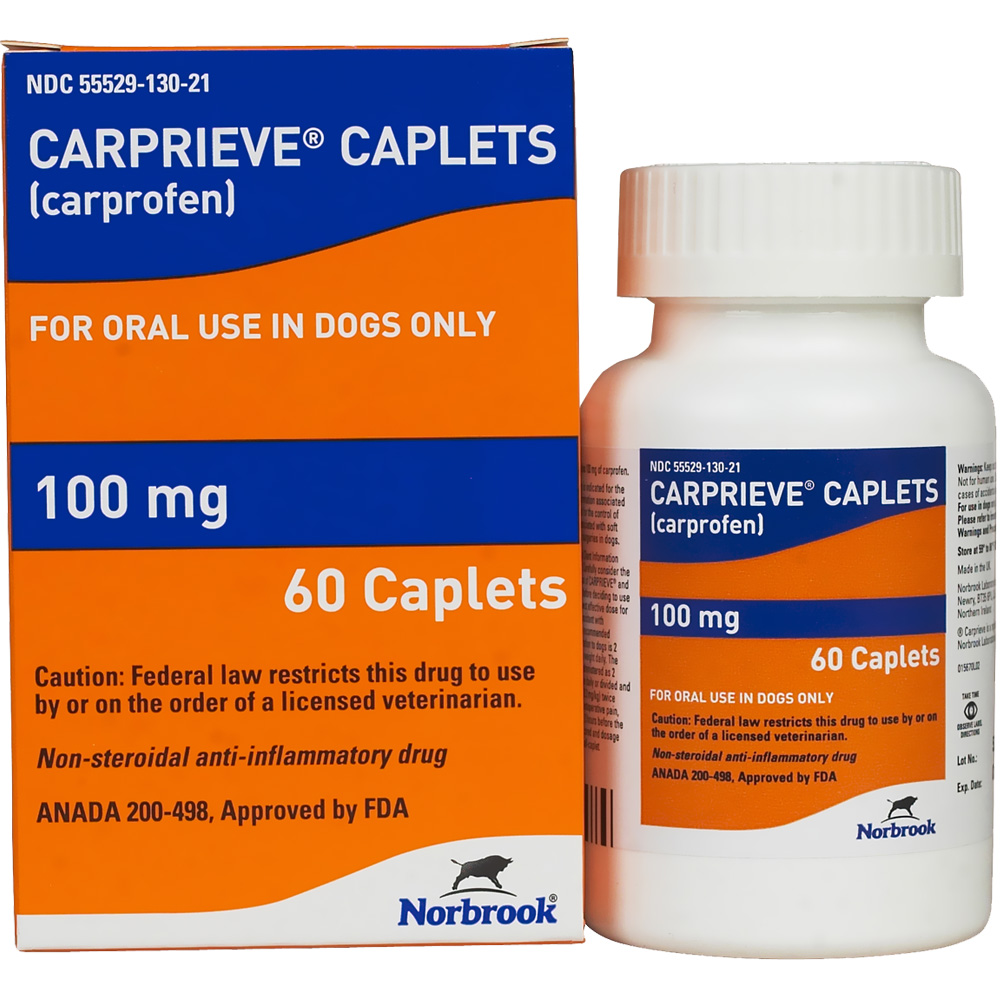 Carprieve (Carprofen) Caplets for Dogs - 100mg, 60 count - [Pain ...