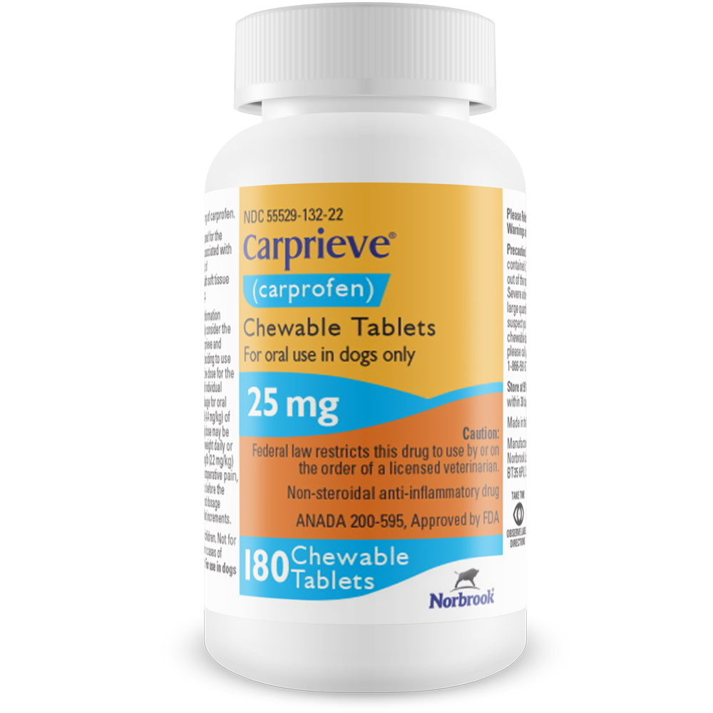 Carprieve (Carprofen) Chewable Tablets for Dogs - 25mg, 180 count ...