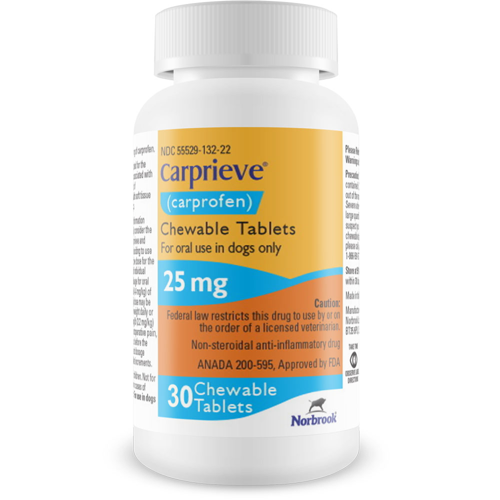 Carprieve (Carprofen) Chewable Tablets for Dogs - 25mg, 30 count ...