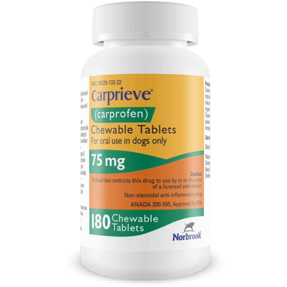 Carprieve (Carprofen) Chewable Tablets for Dogs - 75mg, 180 count ...
