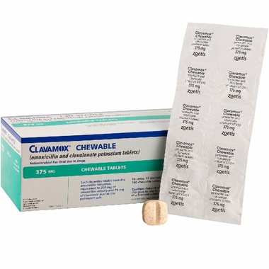 Clavamox for Dogs 375 mg (100 Tablets) | Free Shipping* | EntirelyPets Rx
