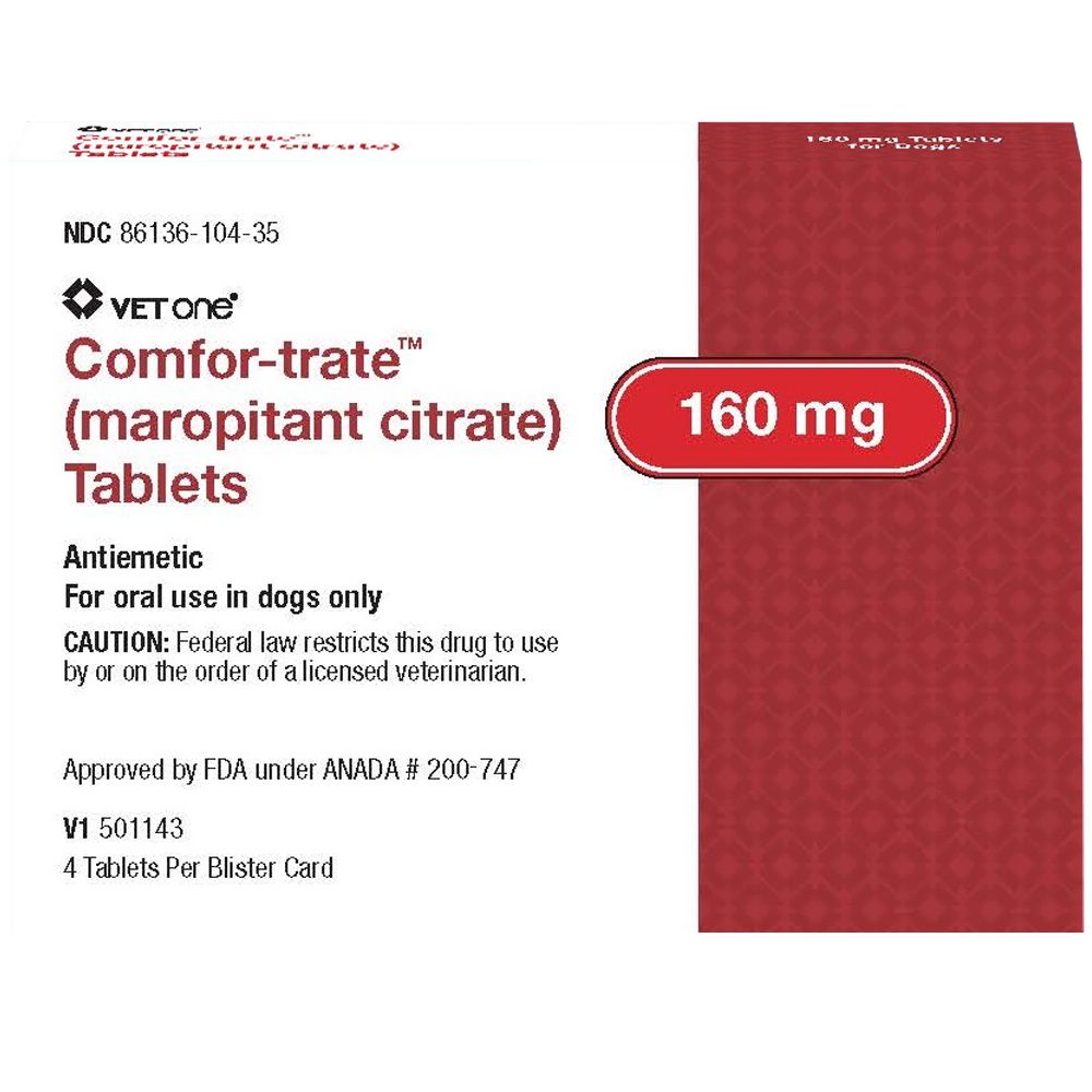 Comfor-trate (Maropitant Citrate) Antiemetic Tablets for Dogs 160mg, 1 ...