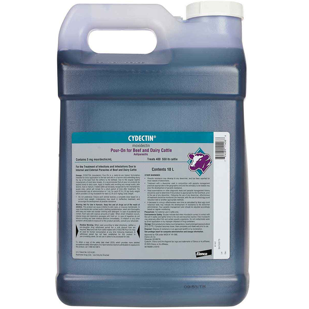 Cydectin (Moxidectin) Pour-On for Beef and Dairy Cattle, 10 Liter | On ...