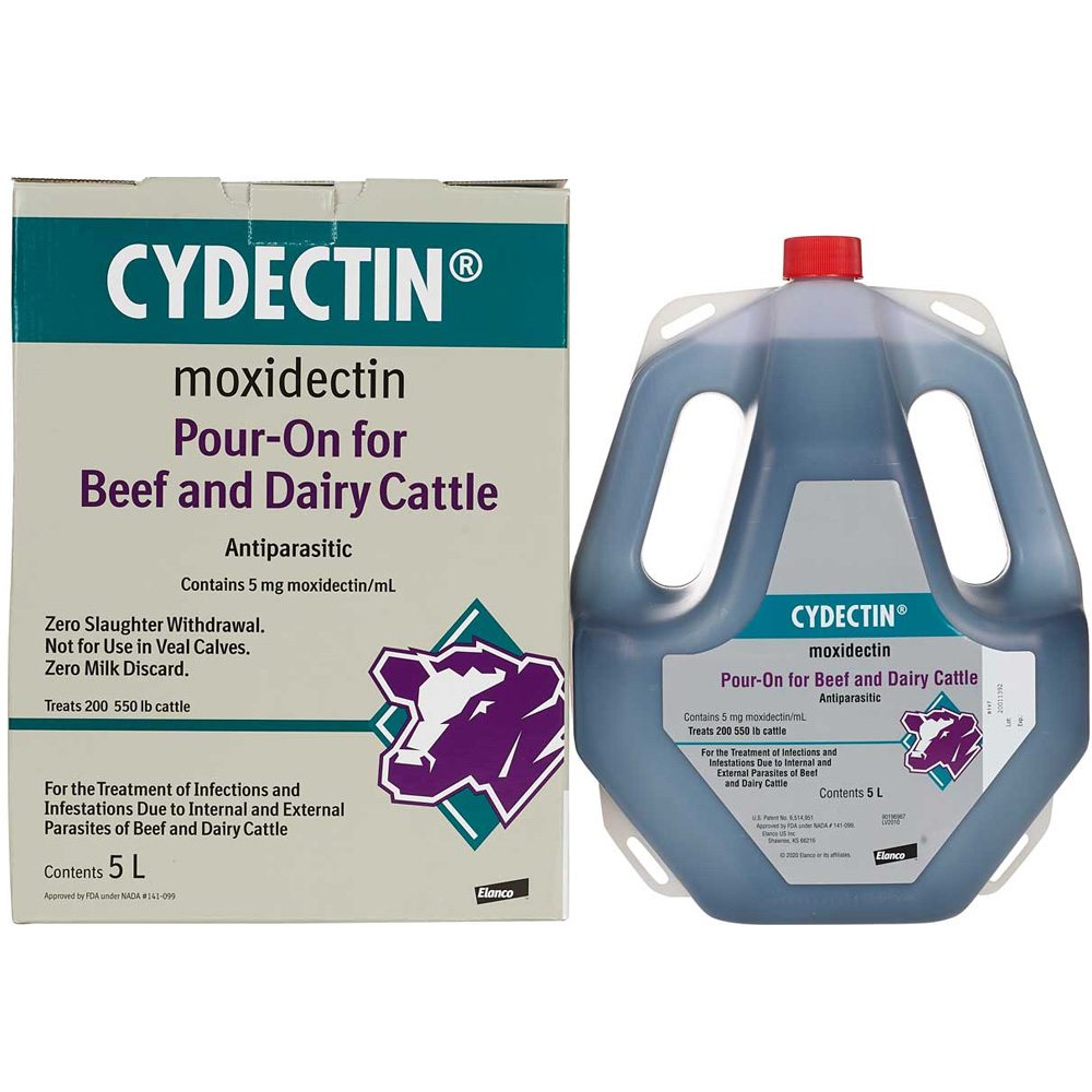 Cydectin (Moxidectin) Pour-On for Beef and Dairy Cattle, 5 Liter | On ...