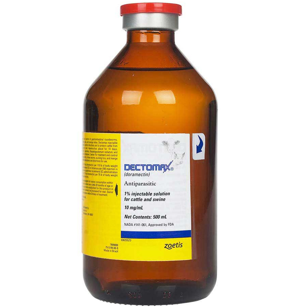 Dectomax (Doramectin) Injectable Solution for Cattle and Swine, 500mL ...