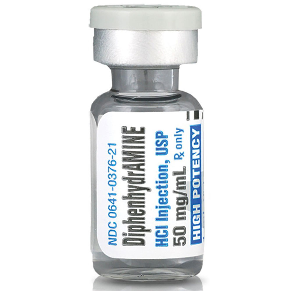 Diphenhydramine for Dogs & Cats - HCL Injection, 50mg/ml, 1-mL vial, 25 ...