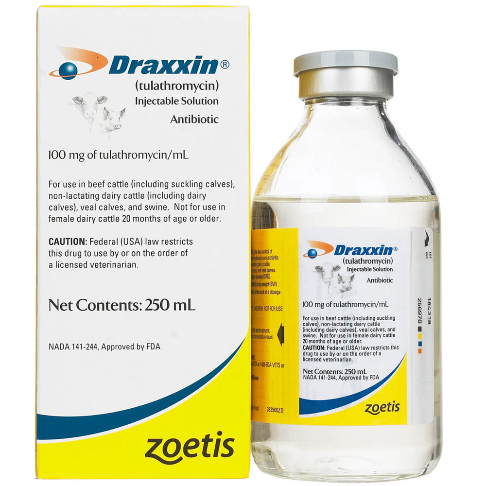 Draxxin (Tulathromycin) Injectable Solution, Antibiotic 100mg (250 mL ...