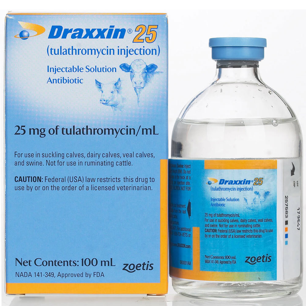 Draxxin (Tulathromycin) Injectable Solution, Antibiotic 25mg (100 mL ...