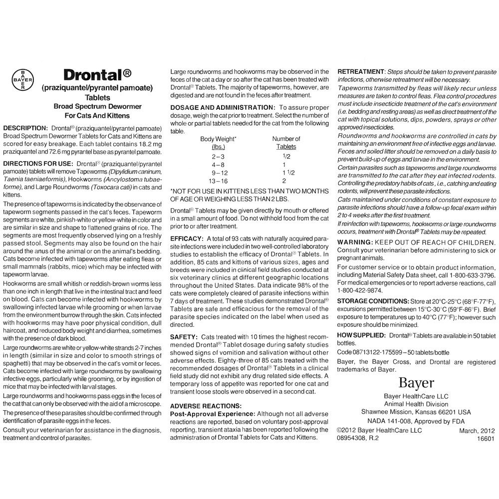 Drontal for Cats (50 Tablets) | Free Shipping | EP Rx