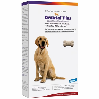 Drontal Plus Taste Tabs for Large Dogs, Over 45 lbs - 136 mg (1 count ...