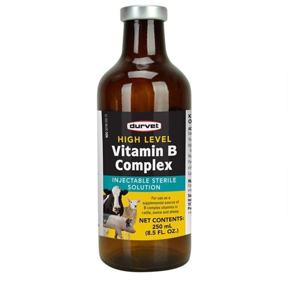 Durvet High Level Vitamin B Complex for Cattle, Sheep & Swine (250 mL ...