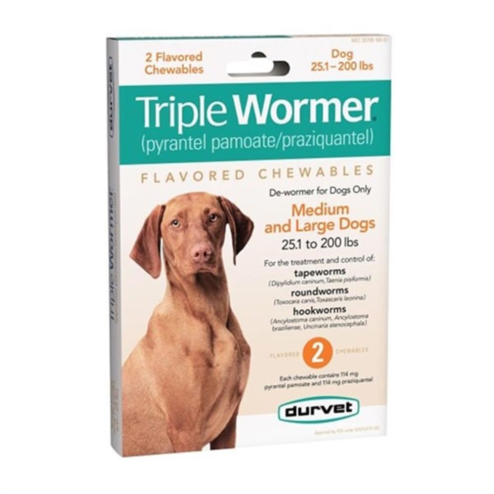 Durvet Triple Wormer for Medium & Large Dogs Over 25 lbs (2 Flavored ...