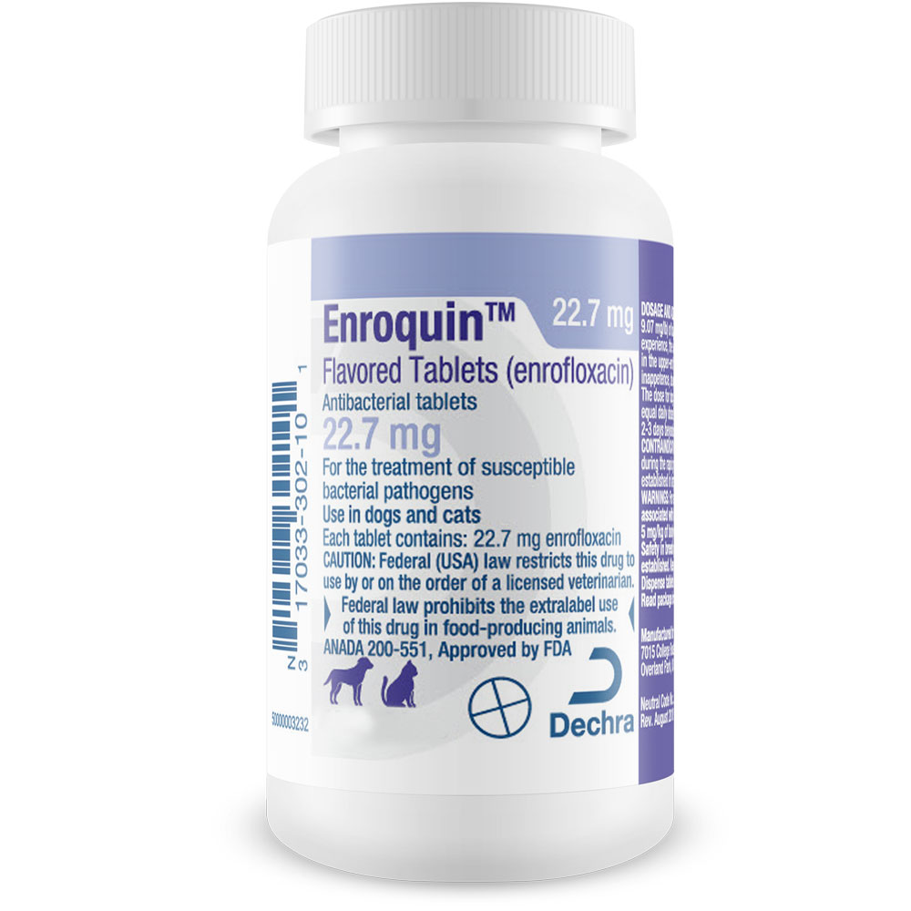 Enroquin for Dogs & Cats - 22.7mg (enrofloxacin) - per tablet ...