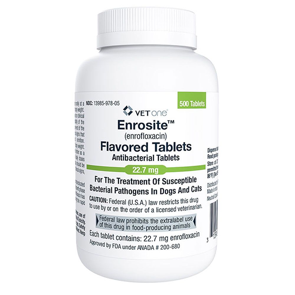 Enrosite (Enrofloxacin) Flavored Tablets 22.7mg (500 count) | On Sale ...