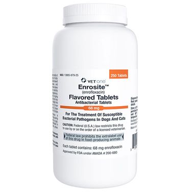Enrosite (Enrofloxacin) Flavored Tablets 68mg (250 count) | On Sale ...