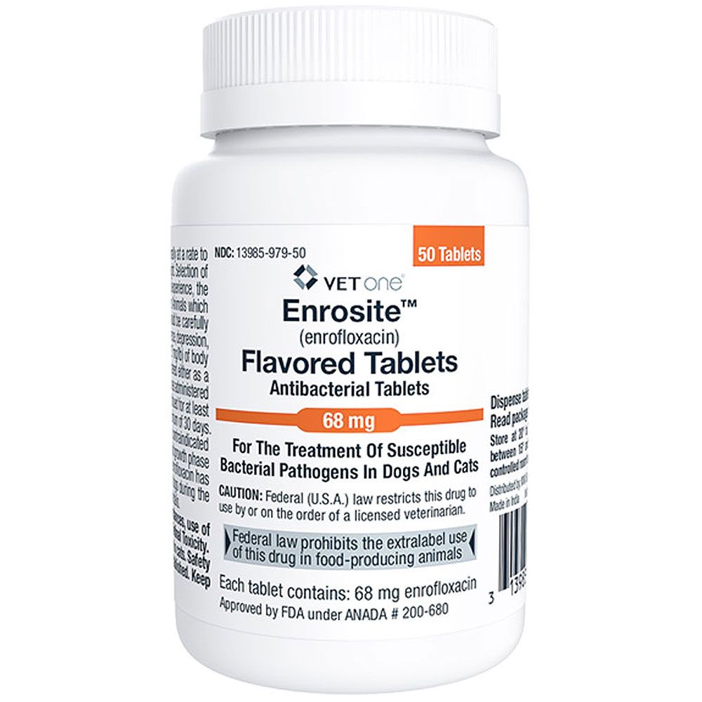 Enrosite (Enrofloxacin) Flavored Tablets 68mg (50 count) | On Sale ...
