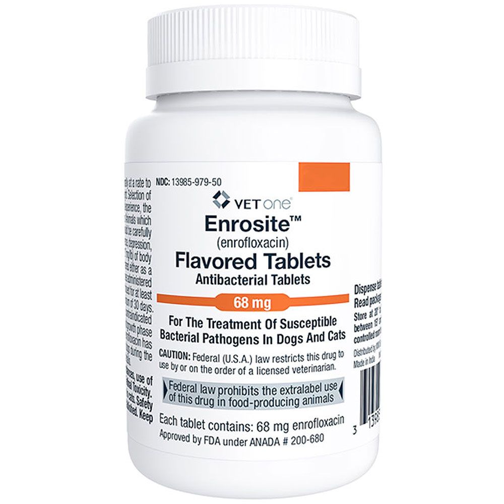 Enrosite (Enrofloxacin) Flavored Tablets 68mg (per tablet) | On Sale ...