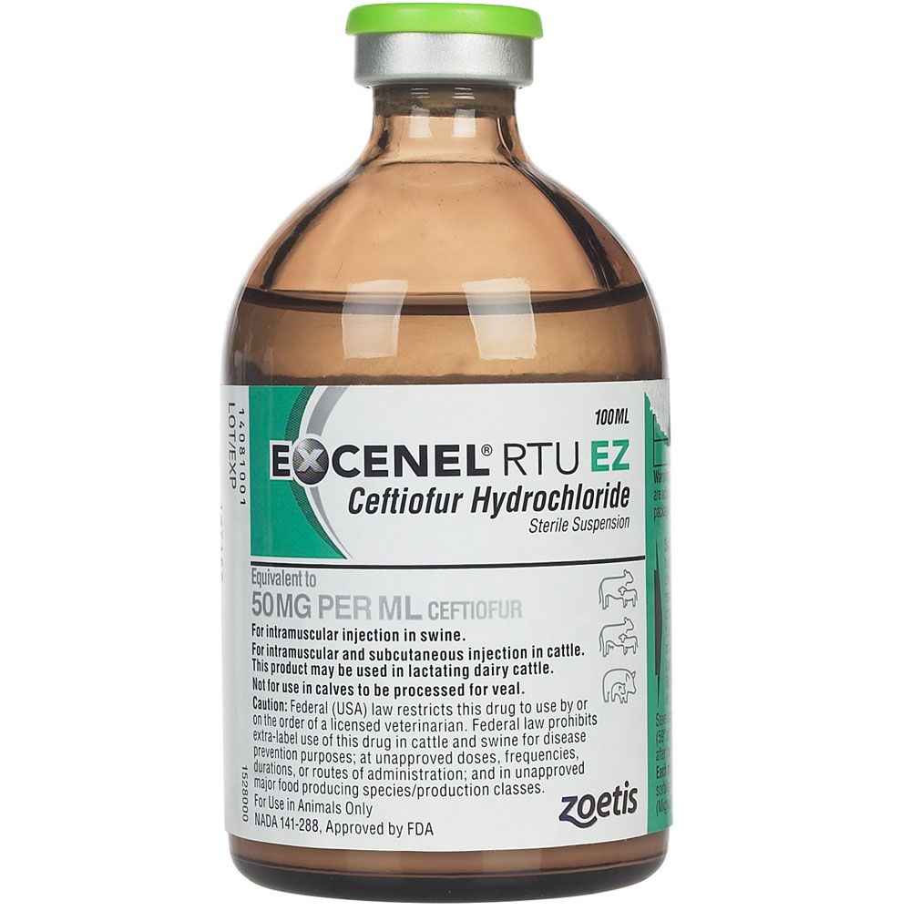 Excenel RTU EZ Ceftiofur Hydrochloride Sterile Suspension - 100mL (50 ...