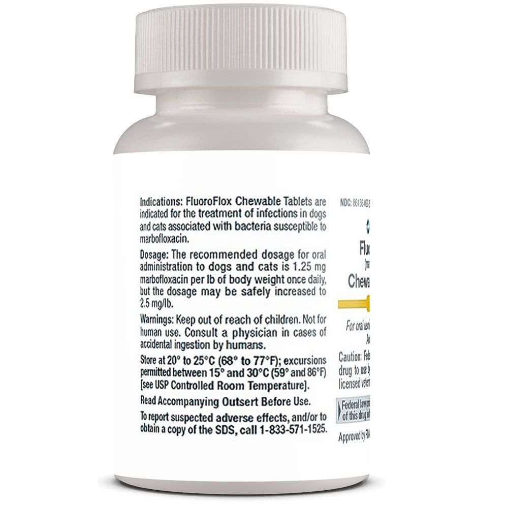 FluoroFlox (Marbofloxacin) Chewable Tablets for Dogs and Cats 25mg, Per ...
