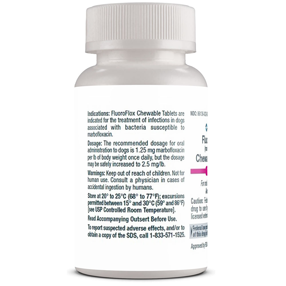 FluoroFlox (Marbofloxacin) Chewable Tablets for Dogs and Cats 100mg, 50 ...