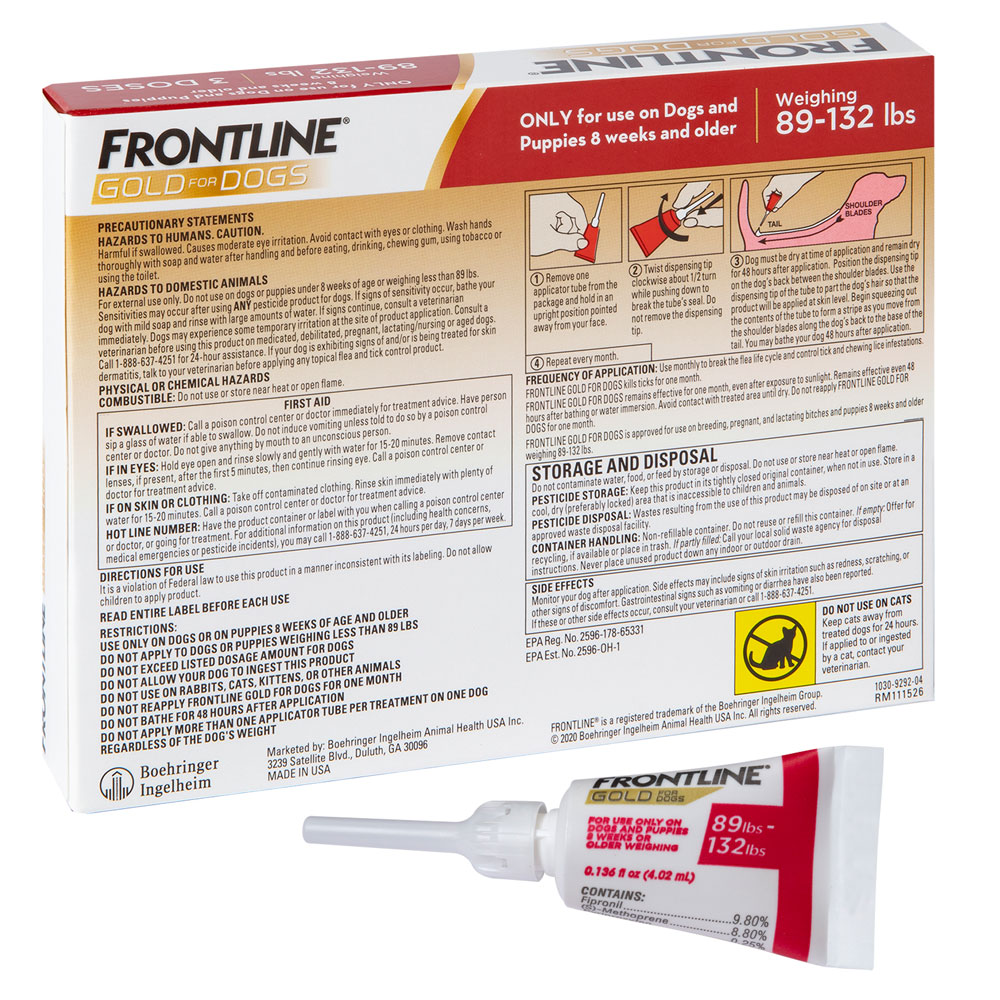 Frontline Gold for Dogs 89-132 lbs, 3 Month | On Sale | EntirelyPets Rx